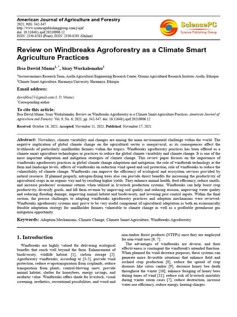 Review On Windbreaks Agroforestry As A C | PDF | Agriculture ...