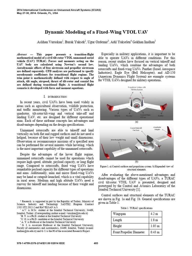 Dynamic Modeling of A Fixed-Wing VTOL UAV | PDF | Lift (Force) | Rotation