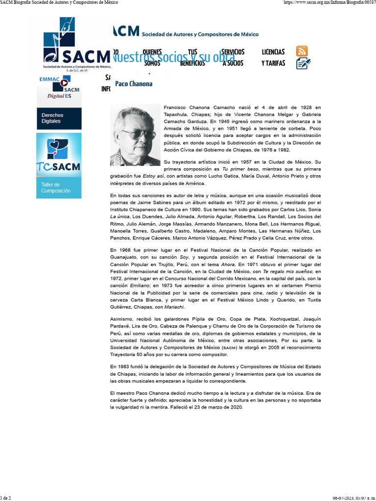 Paco Chamona Compositor Pdf México
