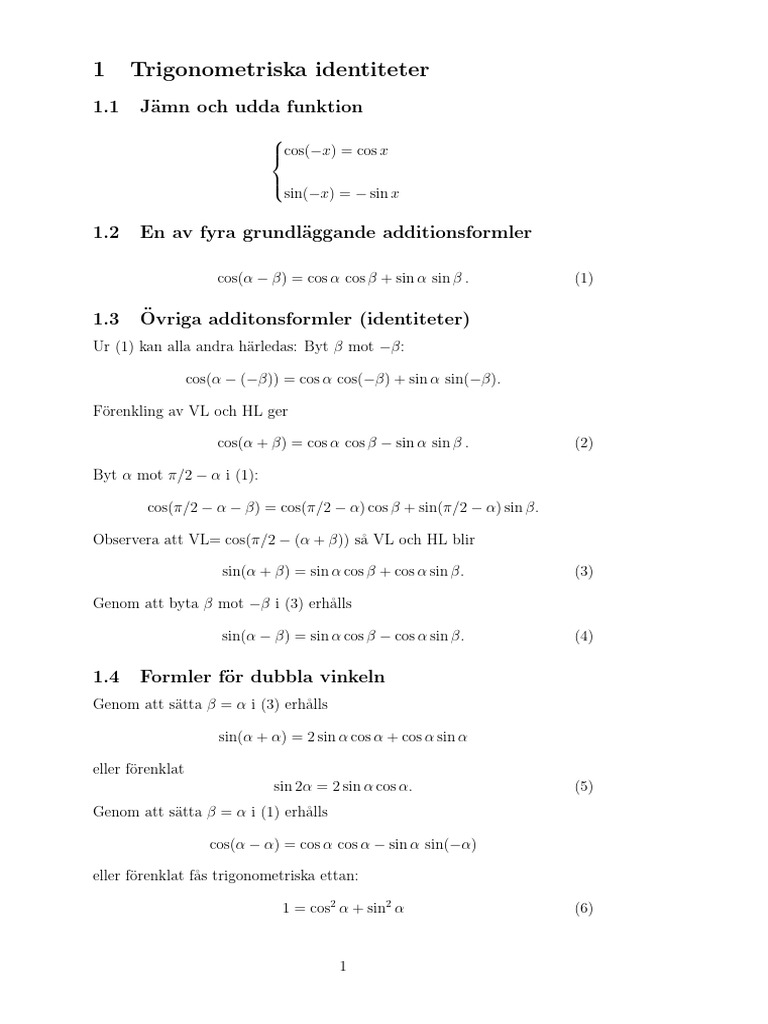 Trigidentiteter | PDF