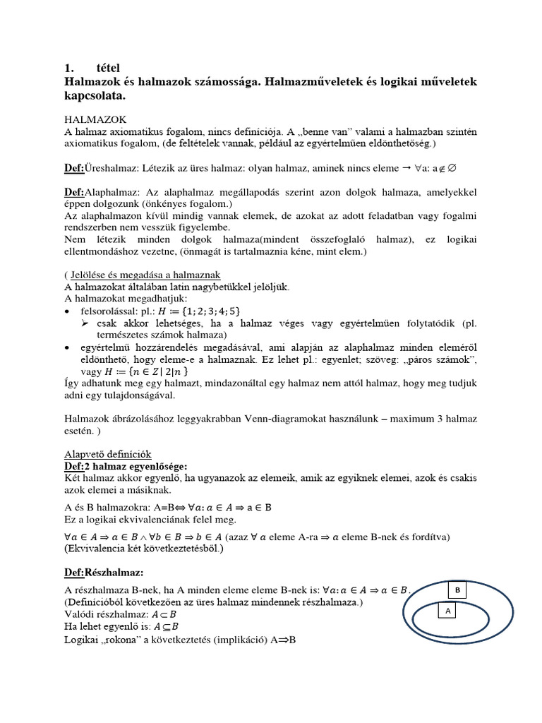 1 Tetel Halmazok | PDF