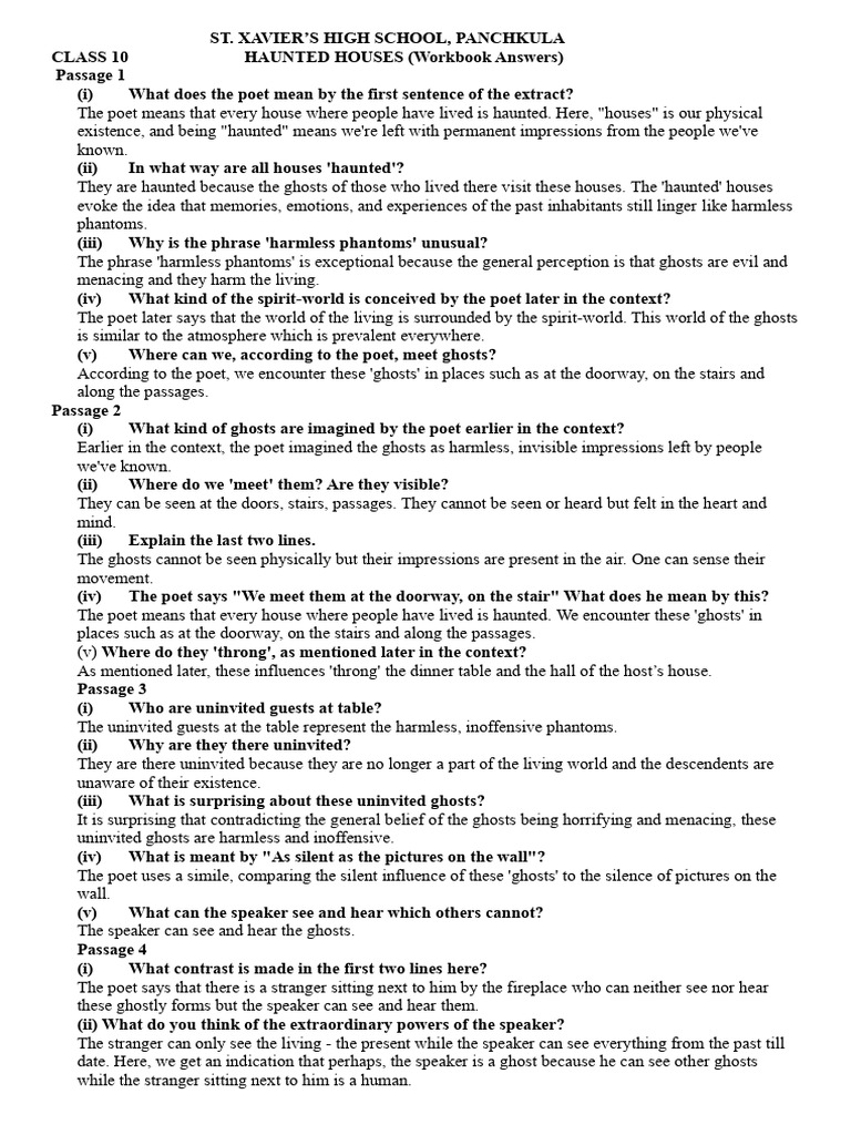 Haunted Houses Ques Ans | PDF | Ghosts | Metaphor
