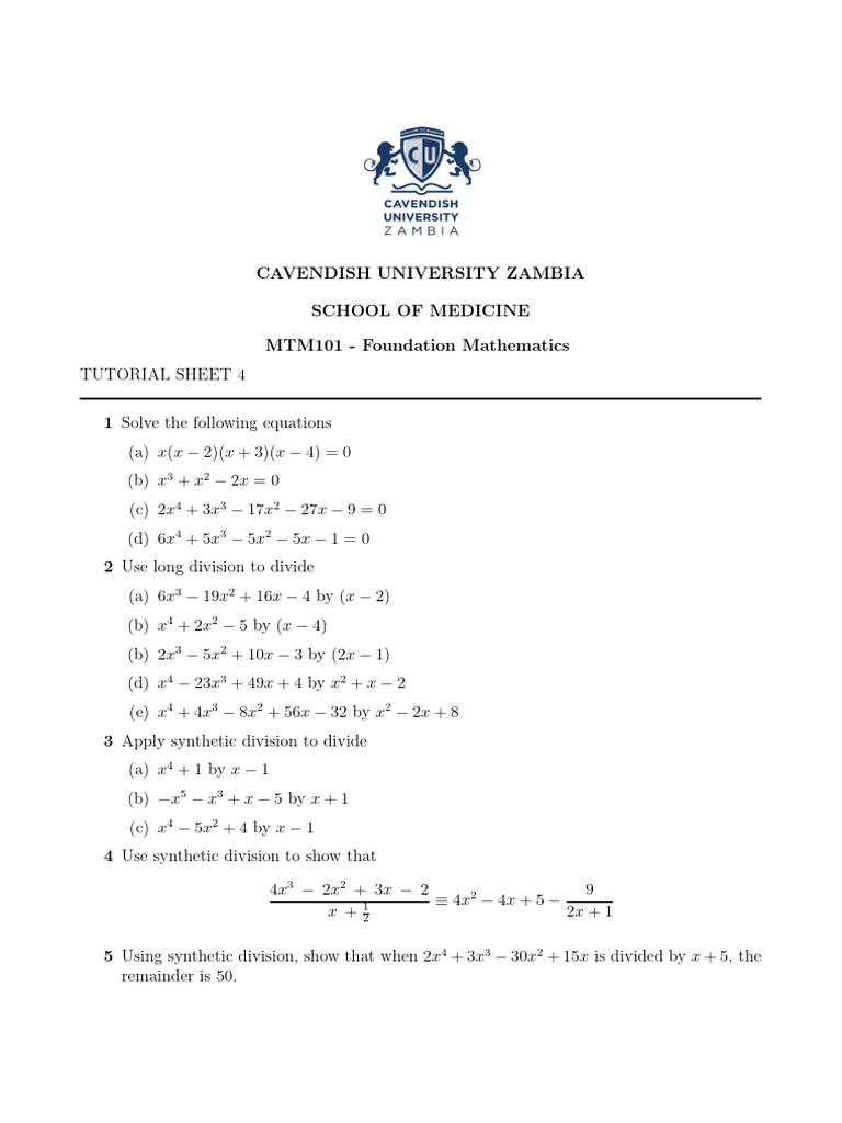 TS224 Polynomials | PDF | Factorization | Mathematical Analysis