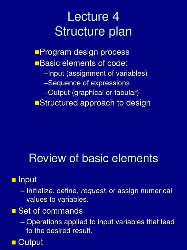 Lect04 Structure Plan | PDF | Equations | Quadratic Equation