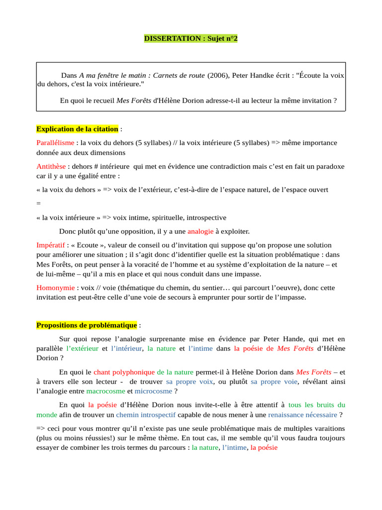 Corrig - Dissert - 2 3 | PDF | Poésie