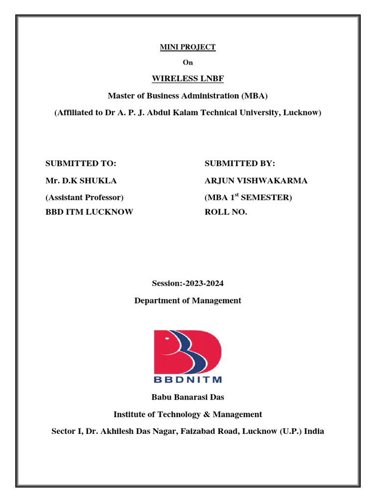 Front Page of BBD Itm | PDF