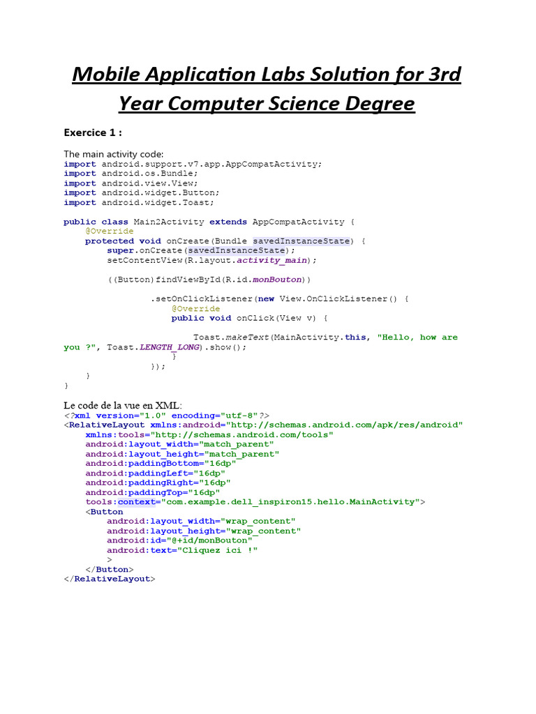 Solution Labs 1,2,3,4,5,6 | PDF | Android (Operating System) | Software Engineering