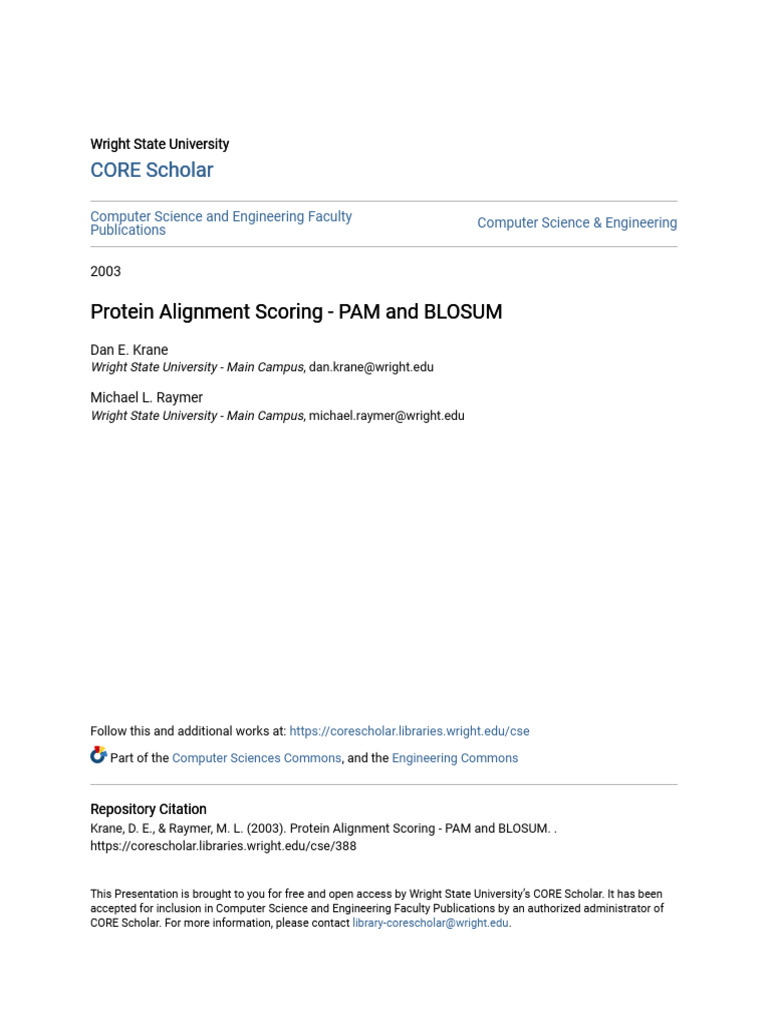 Protein Alignment Scoring - PAM and BLOSUM | PDF | Sequence Alignment | Applied Mathematics