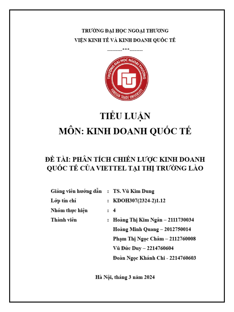 TIỂU LUẬN KDQT | PDF