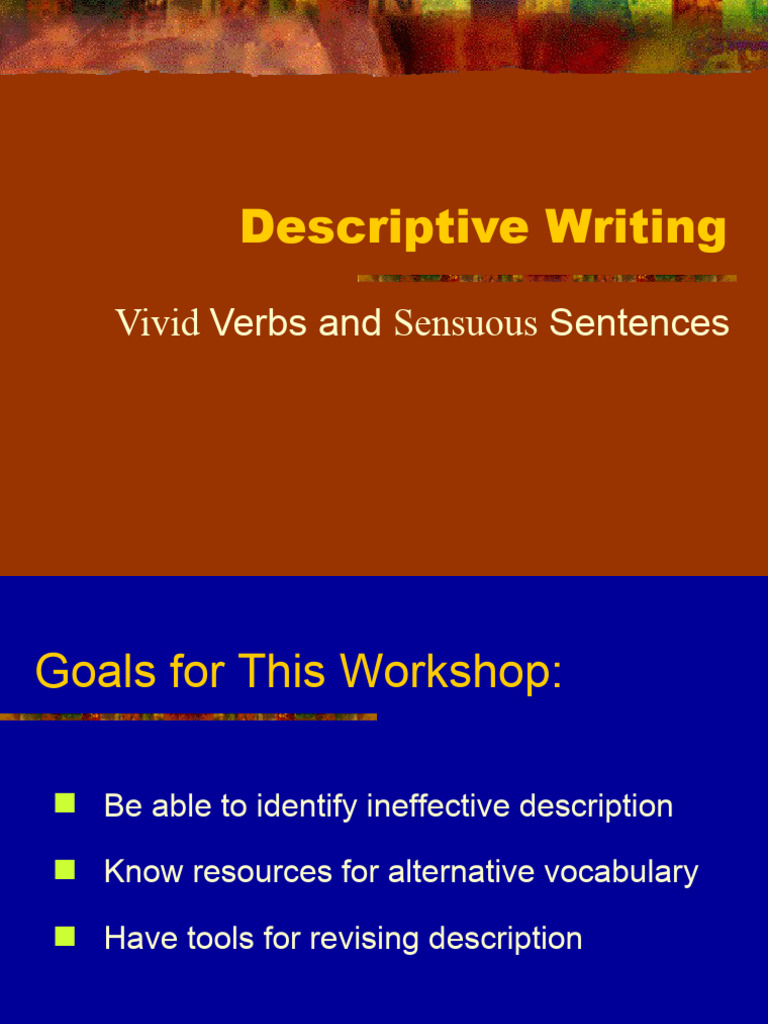 Descriptive Writing | PDF | Verb | Adjective
