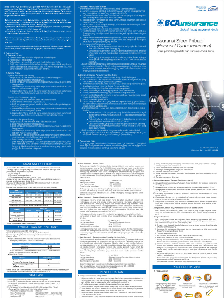 Panduan Klaim Asuransi Siber Pribadi | PDF