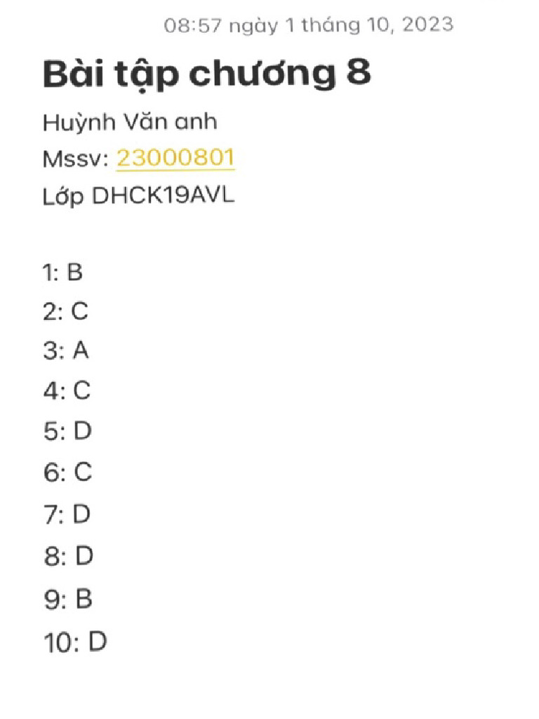 Bai Tap Chuong 8 | PDF