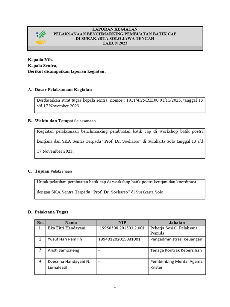 Laporan Kegiatan Membatik | PDF