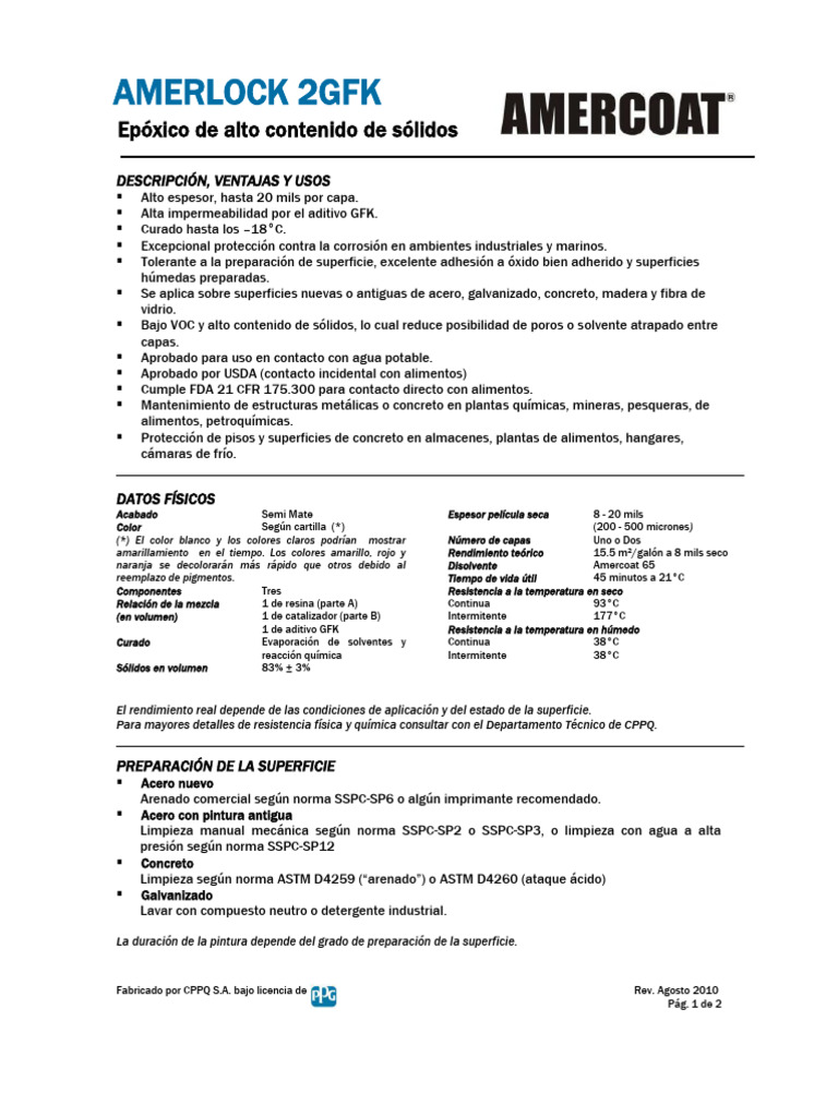 Amerlock 2 GFK | Descargar gratis PDF | Hormigón | Sólido