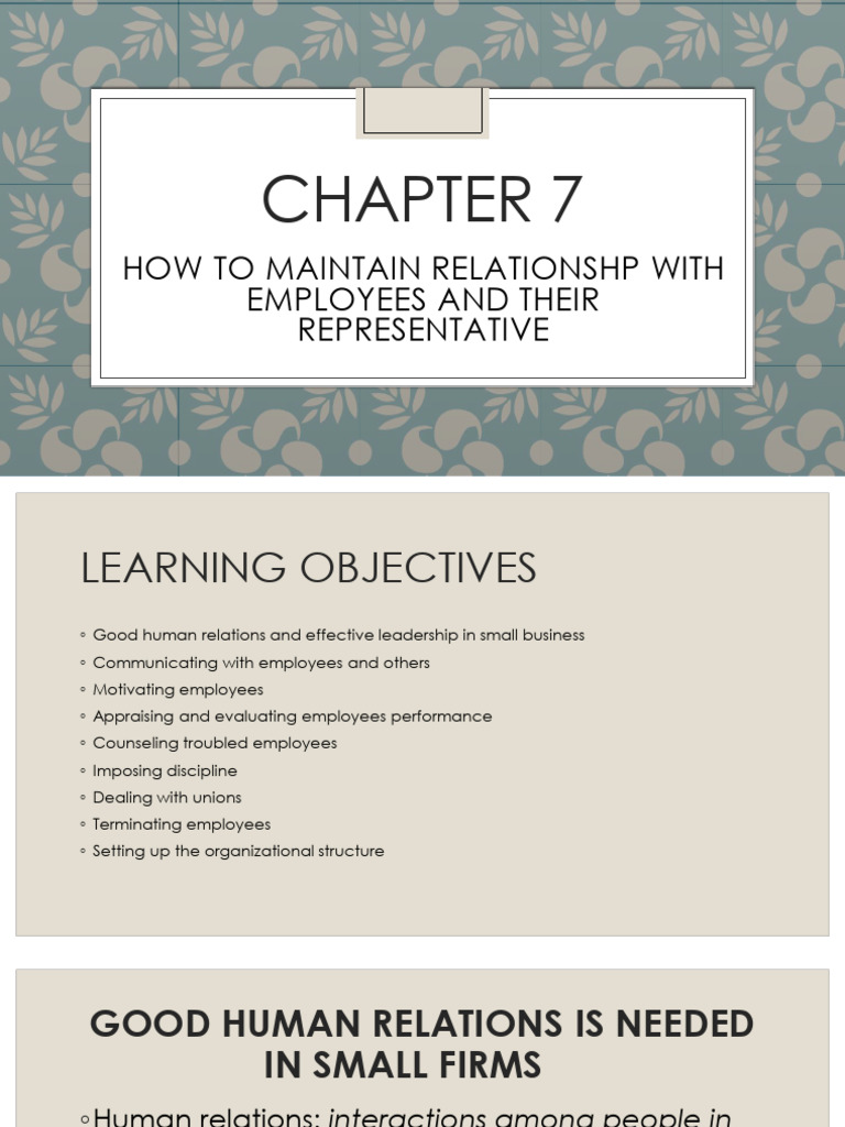 CHAPTER 7 How To Maintain With Employees and Their Representative | Download Free PDF ...