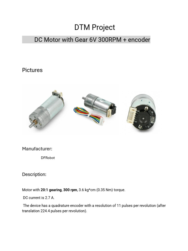 DC Motor With Gear 6V 300RPM + Encoder | PDF | Home & Garden | Computers