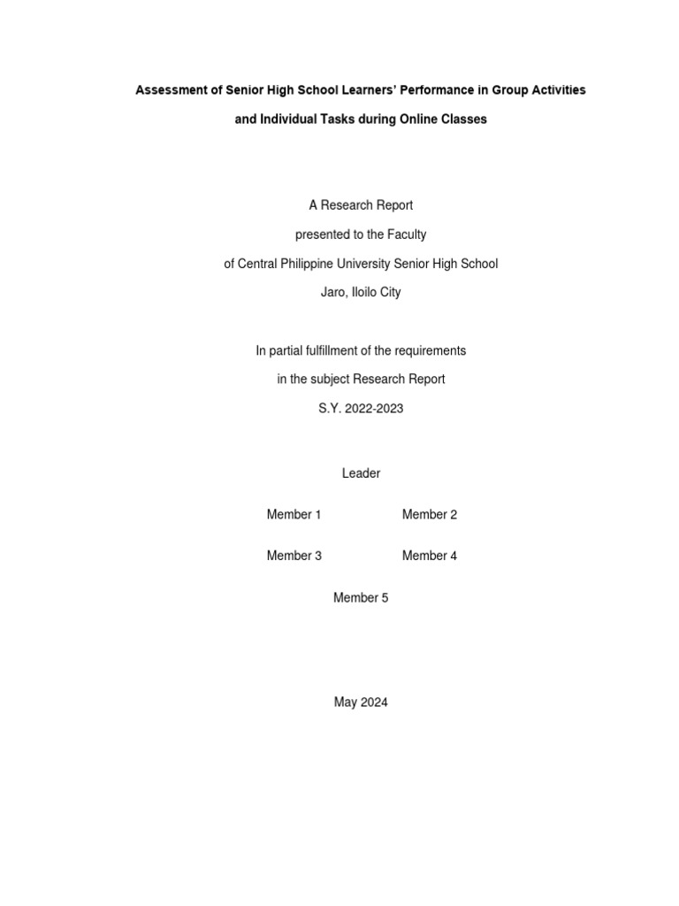 Format For Research Manuscript For Senior High School Contents of The ...