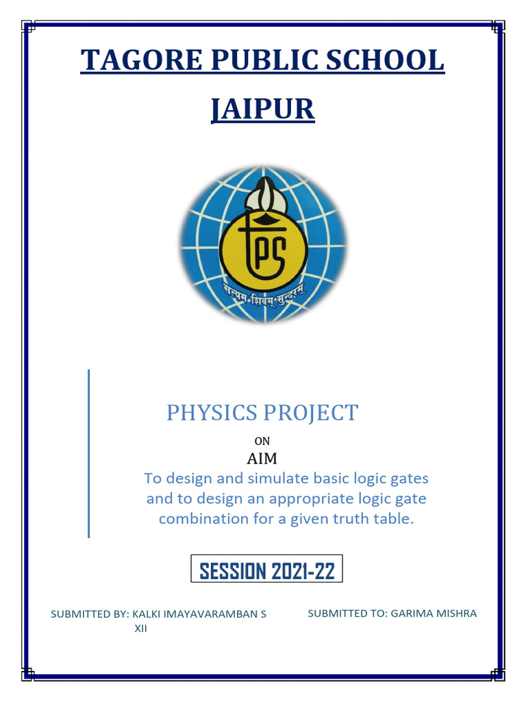 Physics Investigatory Project 2021-22 | PDF | Logic Gate | Boolean Algebra