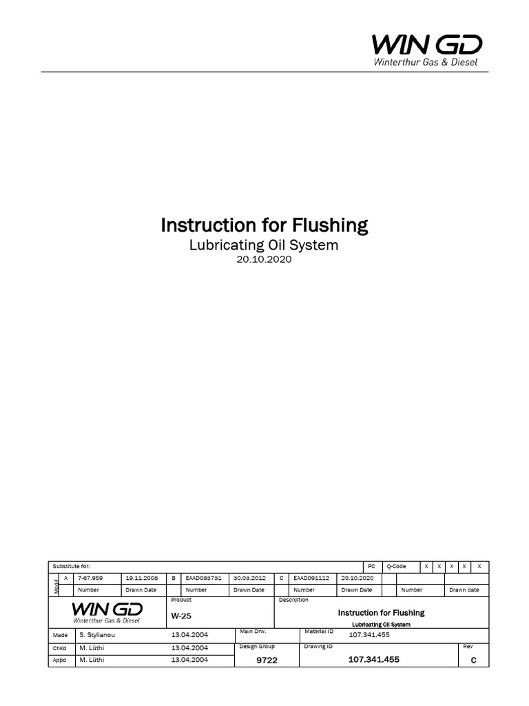 Flushing Instruction Wingd 2s Lubricating Oil System | Download Free PDF | Pump | Pipe (Fluid ...