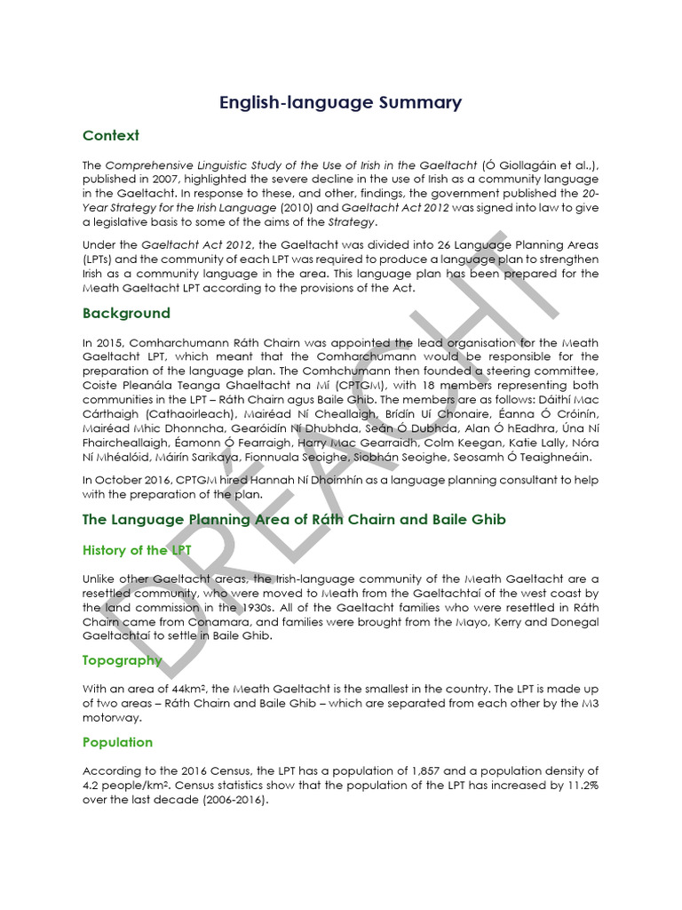 Achoimre Béarla | Download Free PDF | Irish Language | Human Communication