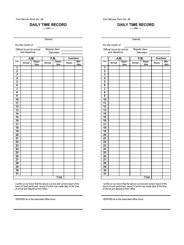 Daily Time Record Daily Time Record | PDF