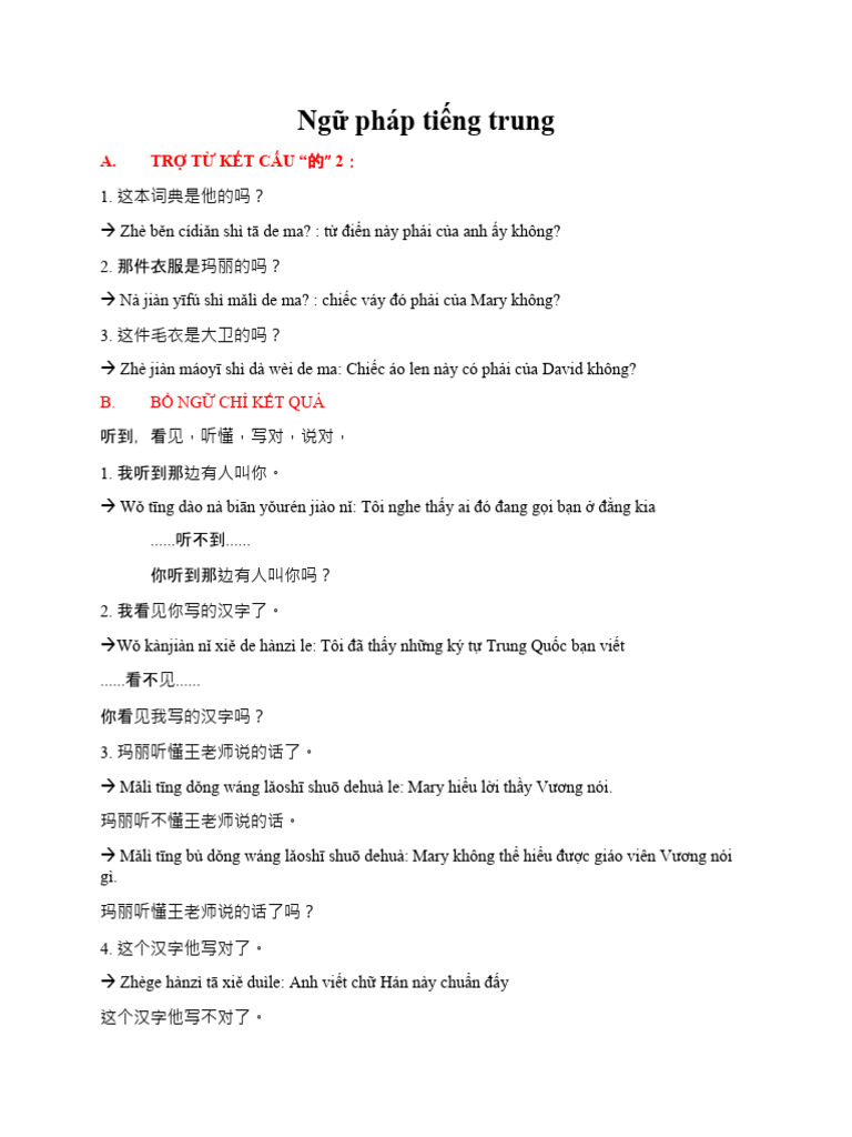 Ngữ pháp tiếng trung | PDF