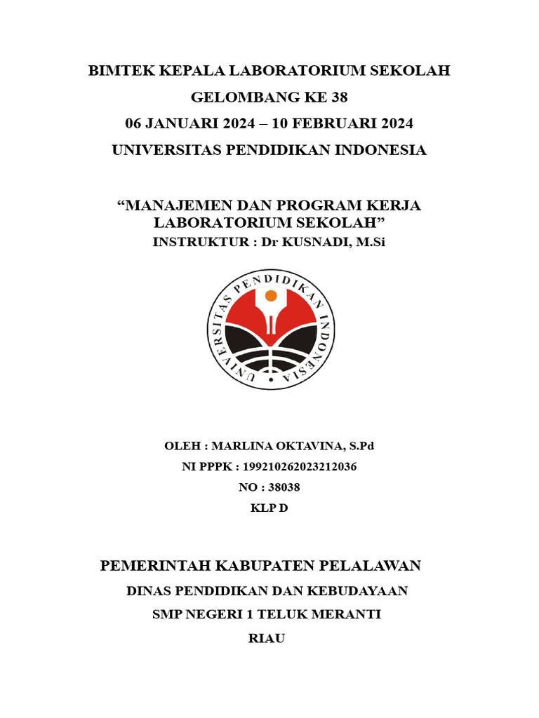 Bimtek Kepala Laboratorium 2024 | PDF