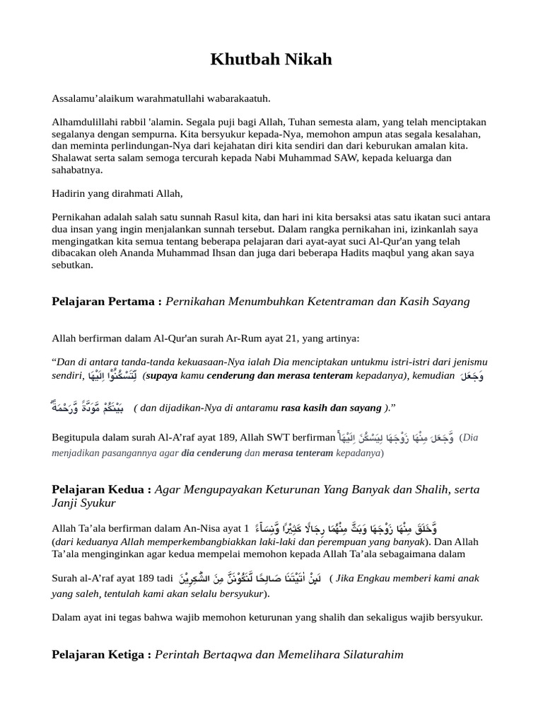 Khutbah Nikah | PDF