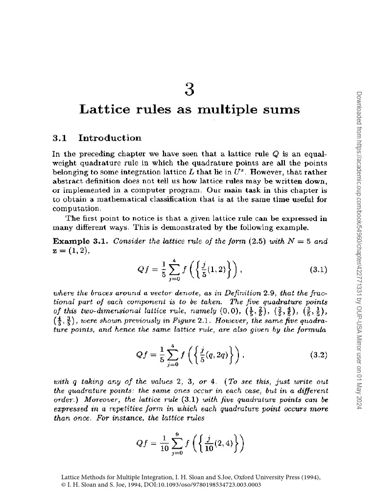3 Lattice Rules As Multiple Sums | PDF | Group (Mathematics) | Lattice (Group)