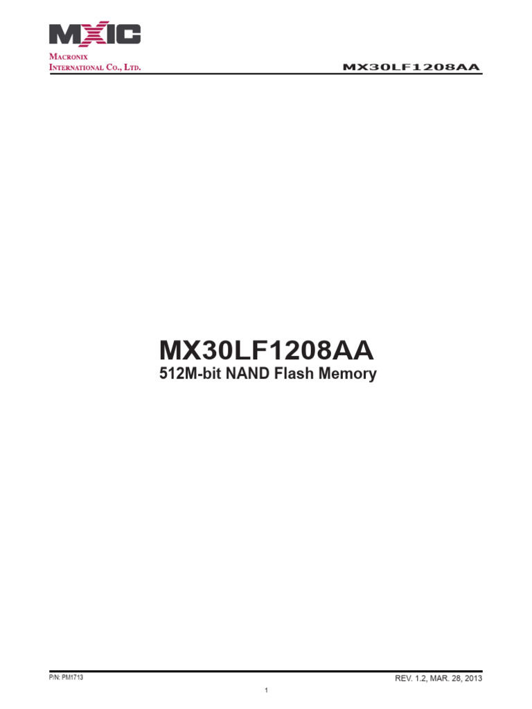 Macronix MX30LF1G08AA TI Datasheet | PDF | Flash Memory | Cache (Computing)