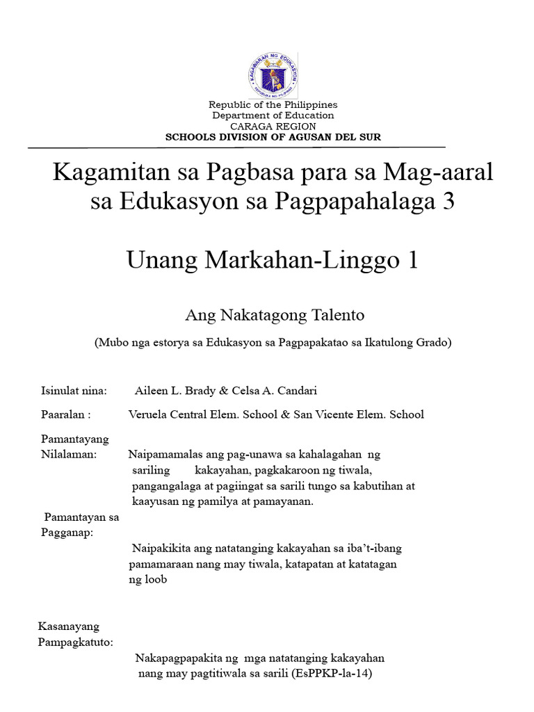 ESP Ang Nakatagong Talento | PDF