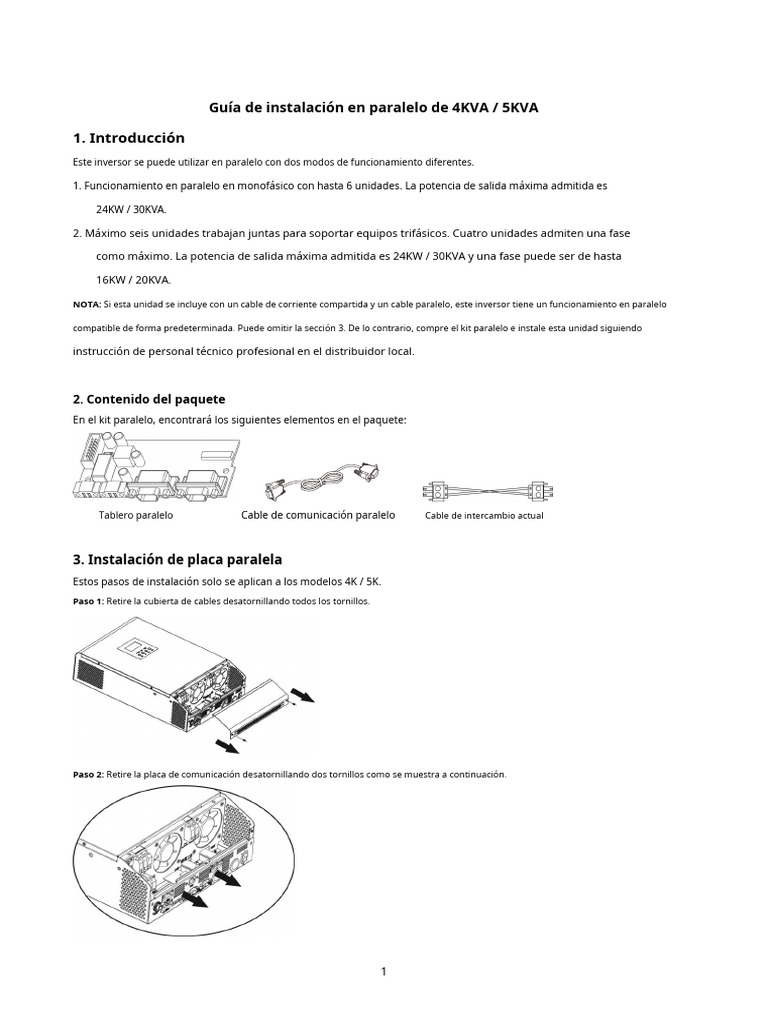 PIP-HS - MS Parallel Guide - En.es - ESP | PDF | Fotovoltaica ...