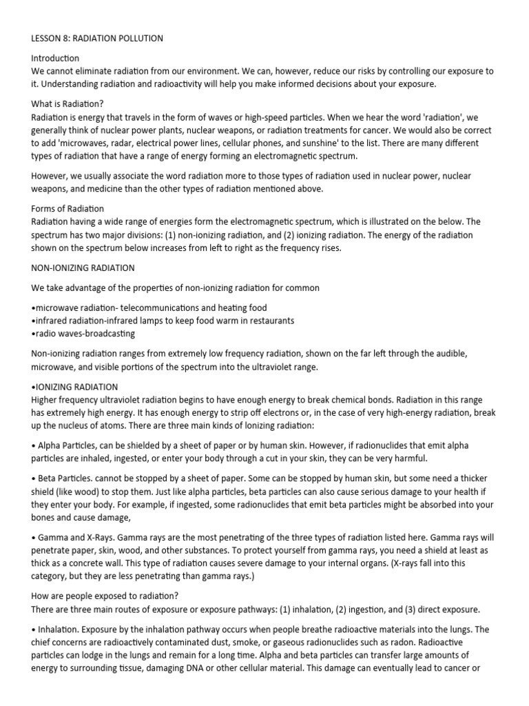 LESSON 8 | PDF | Ionizing Radiation | Gamma Ray