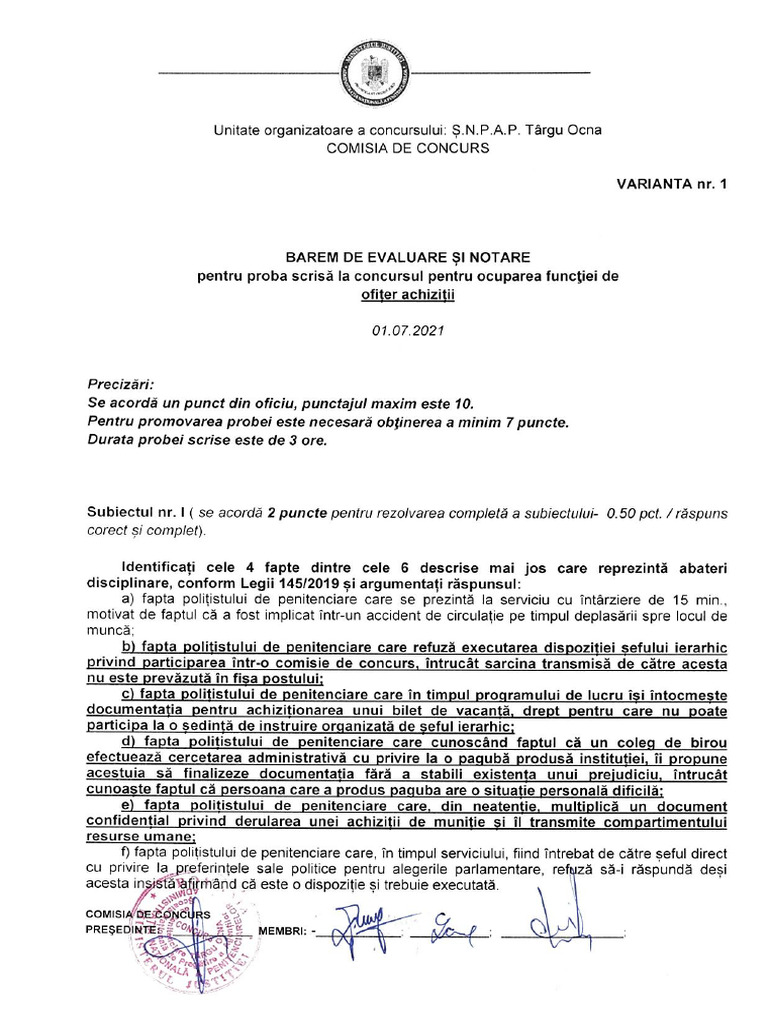 Centrul de Concurs SNPAP Târgu Ocna 2 | PDF