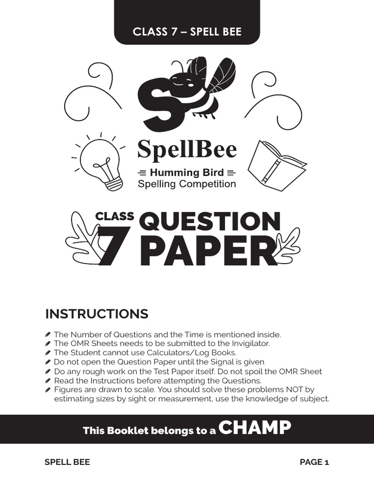 Class 7 SPELL BEE - QP | PDF