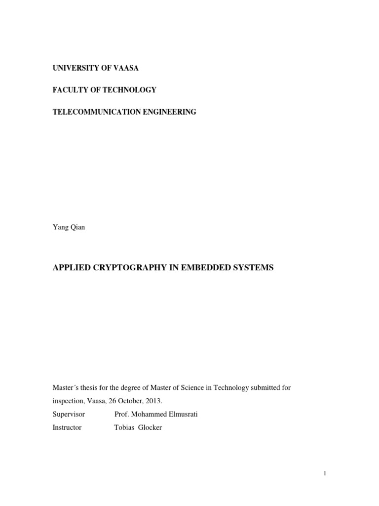 Cryptography in Embedded Systems | PDF | Cryptography | Public Key Cryptography