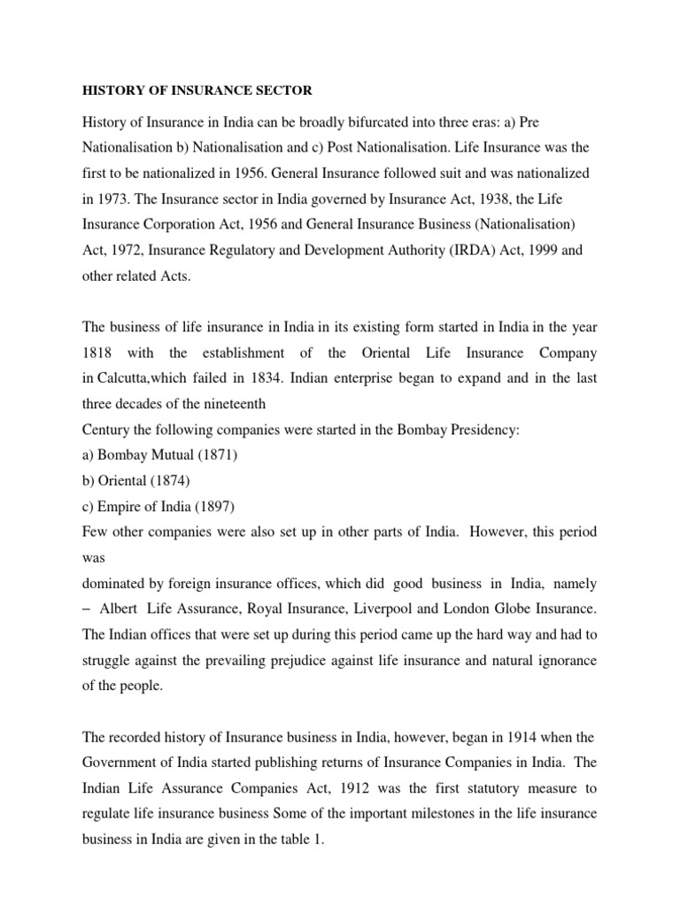 Evolution of India's Insurance Sector | PDF | Insurance | Service ...