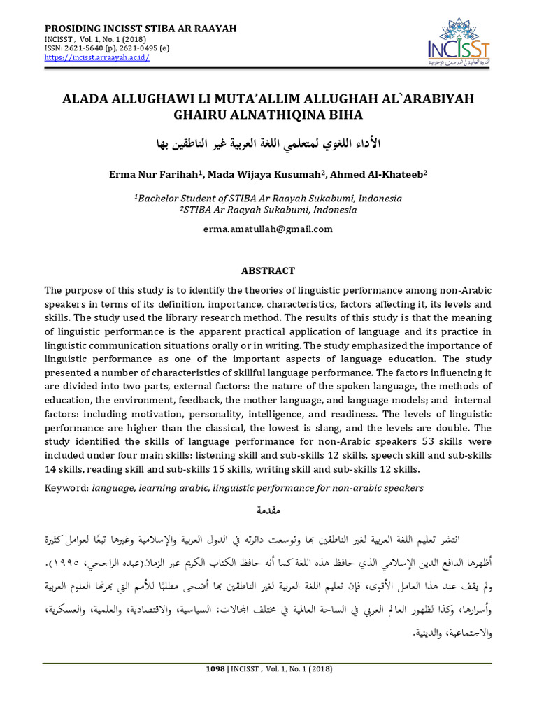 Erma Nur Farihah, Mada Wijaya Kusumah, Ahmed Al-Khateeb - 1098 Pages From Prosiding Incisst 2018 ...
