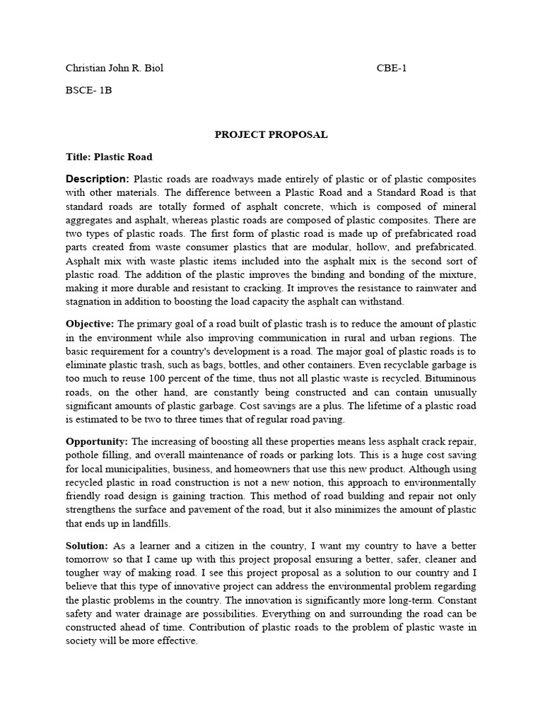CBE 1 Assessment No. 5 | PDF | Road | Waste