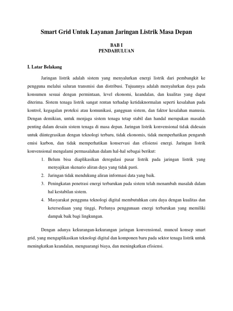 Smart Grid Untuk Layanan Jaringan Listrik Masa Depan | PDF