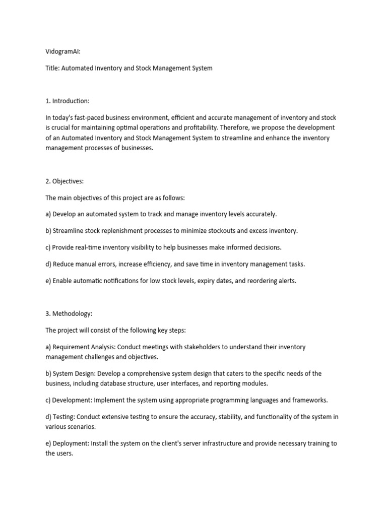Automated Inv and Stock MGMT System Proposal 2 | PDF | Inventory | Automation