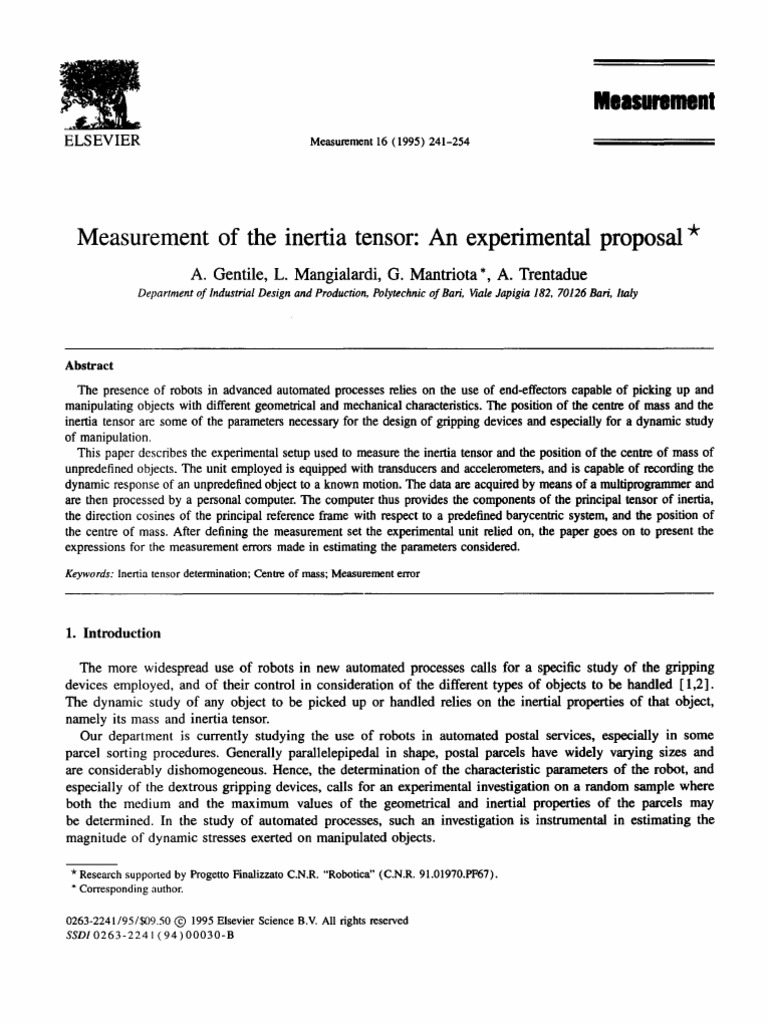 Inertia Tensor | PDF | Rotation | Mechanics