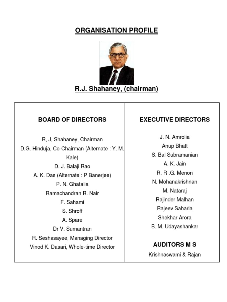 Organisation Profile: Board of Directors Executive Directors | PDF ...