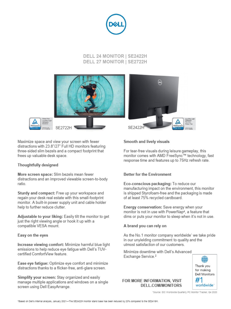 Dell Se2422h Se2722h Product Data Sheet Us English | Download Free PDF ...
