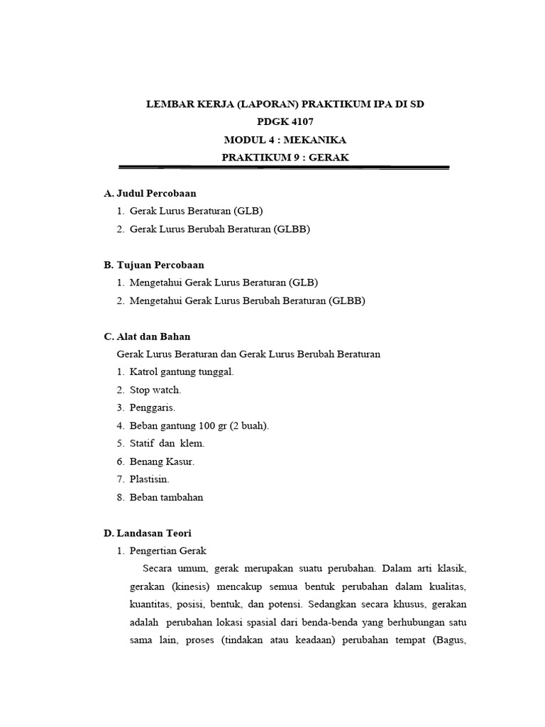 Tugas 9 Laporan Gerak | PDF