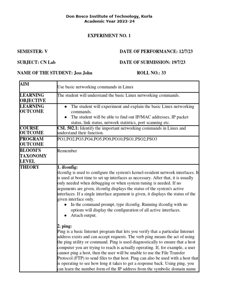 33 Jess Exp1 | PDF | Computer Network | Domain Name System