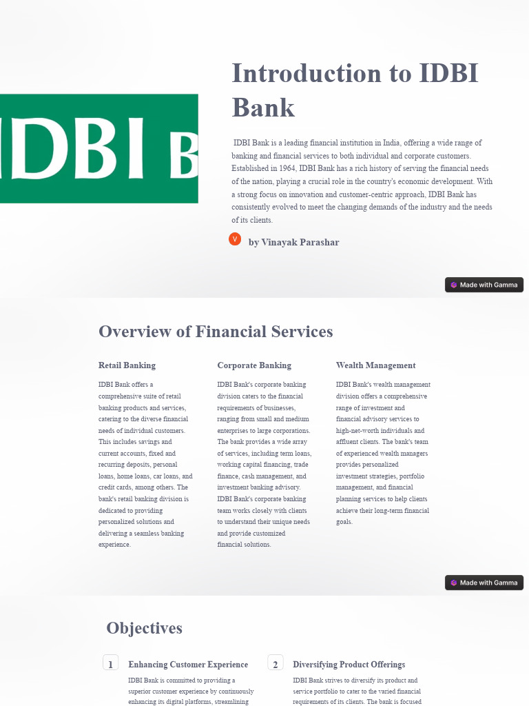 IDBI Bank: Innovate and Diversify | PDF | Banks | Wealth Management