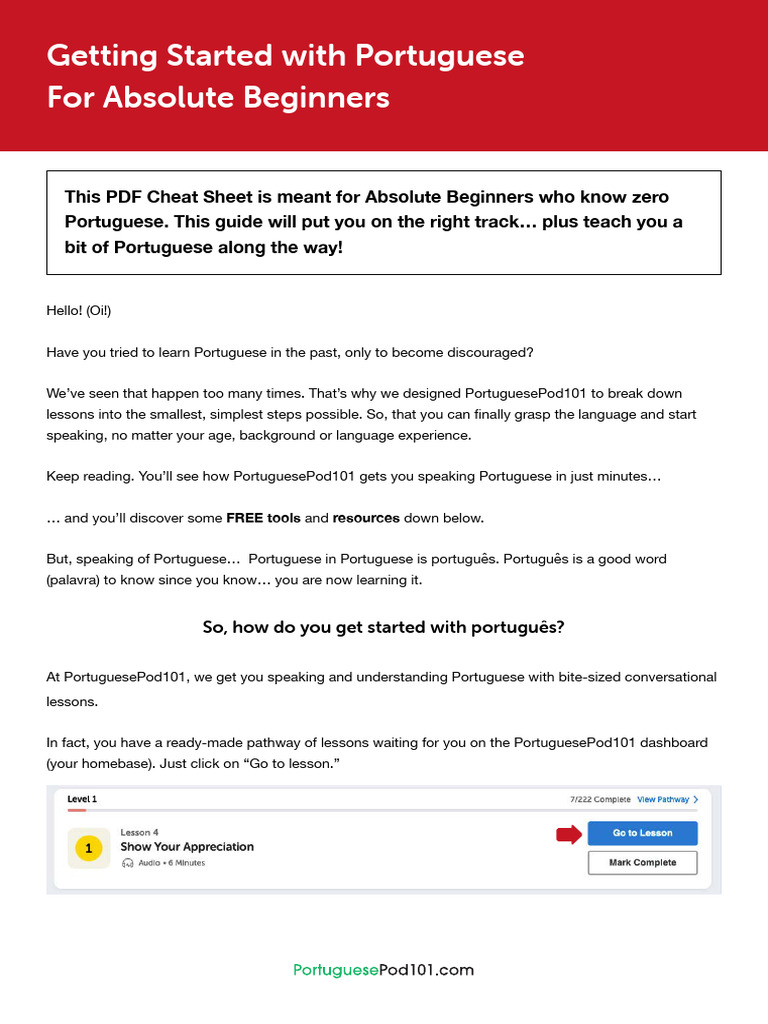 Getting Started Portuguese | PDF | Linguistics | Human Communication