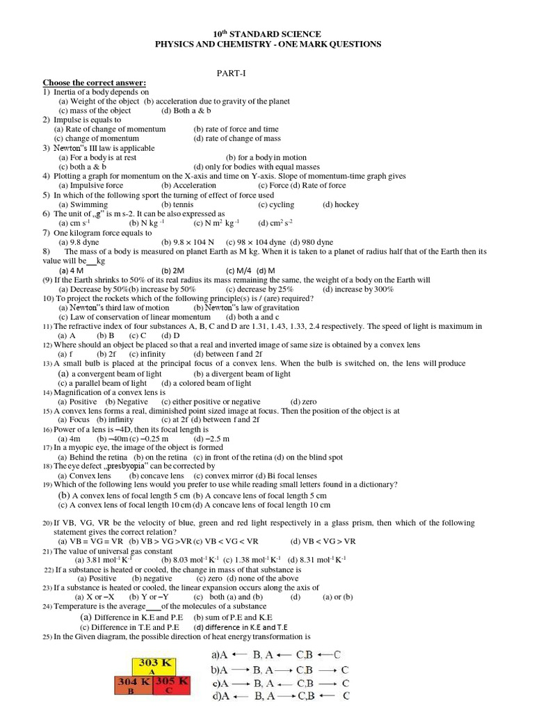 10th STANDARD SCIENCE - ONE WORD - PHYSICAL SCIENCE (2) | PDF ...