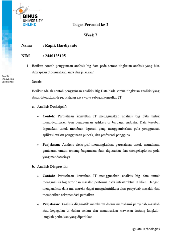 Tugas Personal Ke-2 Week 7 Nama: Rapik Hardiyanto NIM: 2440125105 | PDF